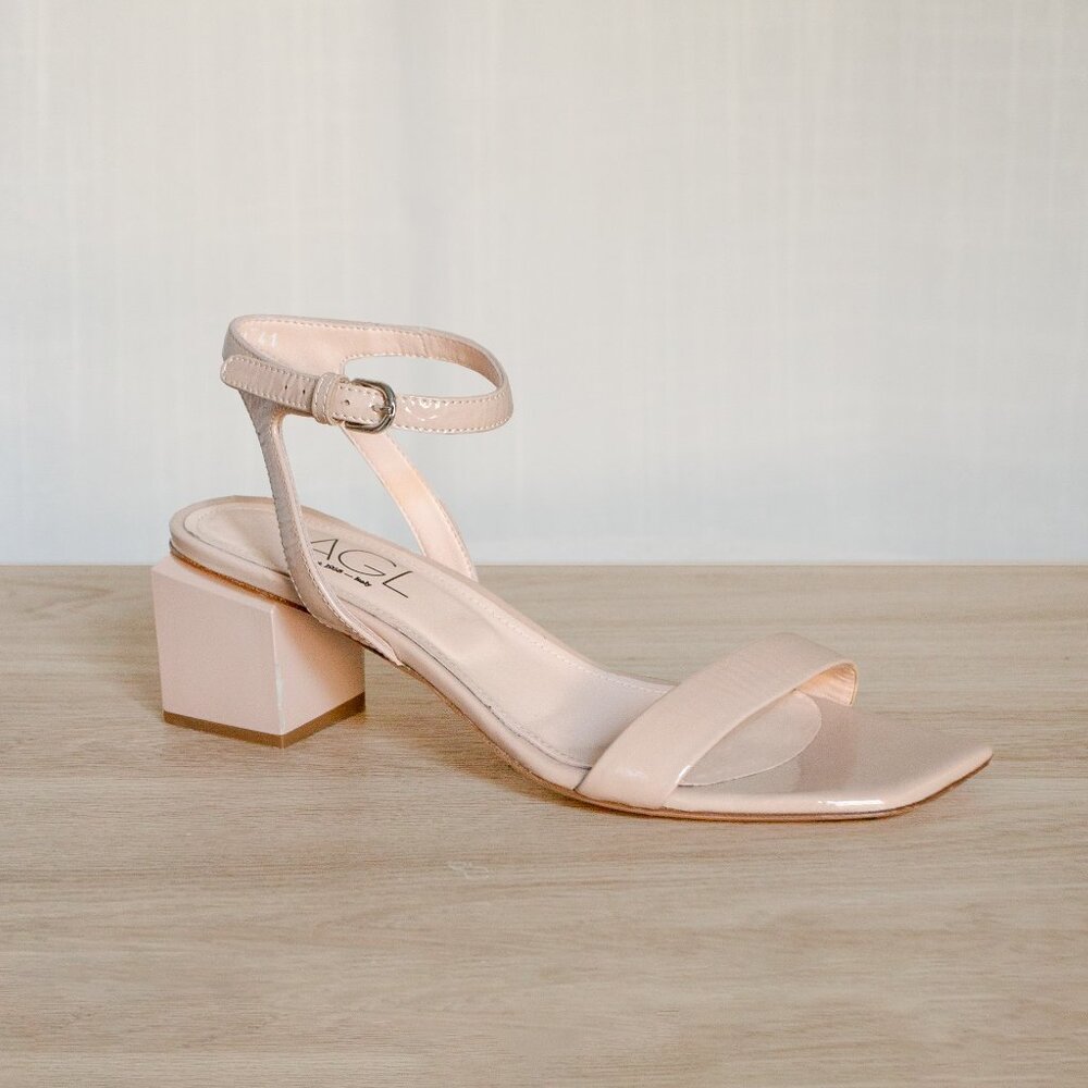 Iconic Angie Sandal With Cube-Shaped 2.3in Heel - Gem